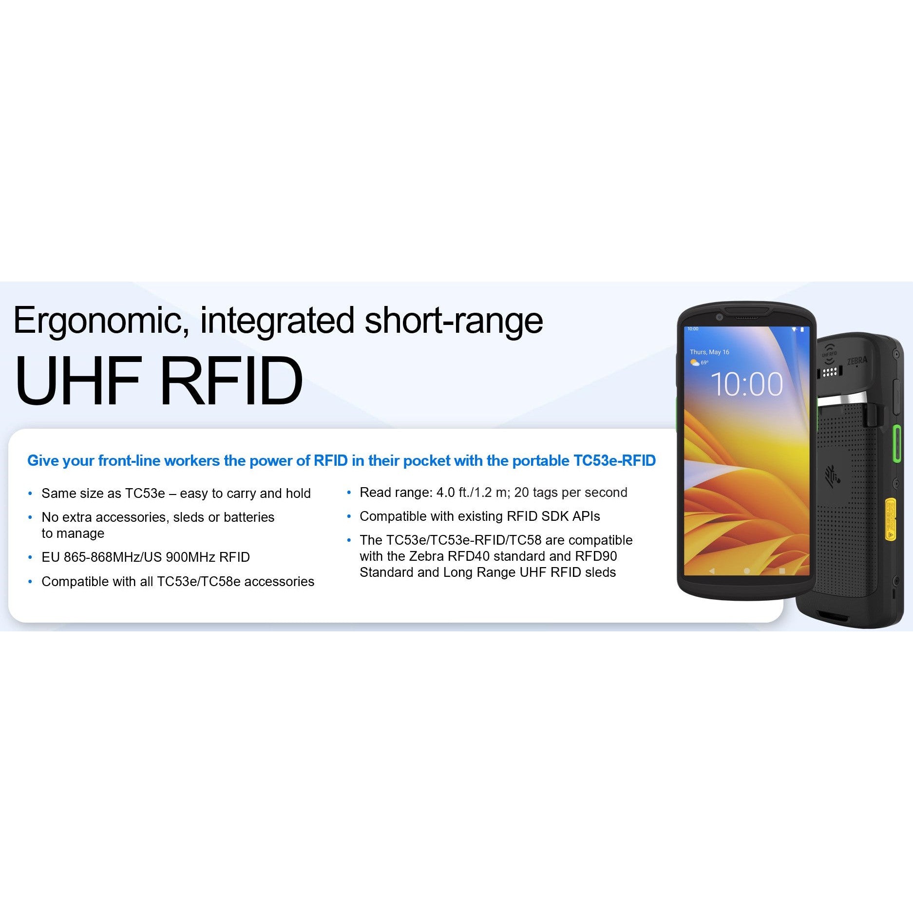 Zebra Mobile Computer TC53E with UHF RFID short range reader | Zentag ...